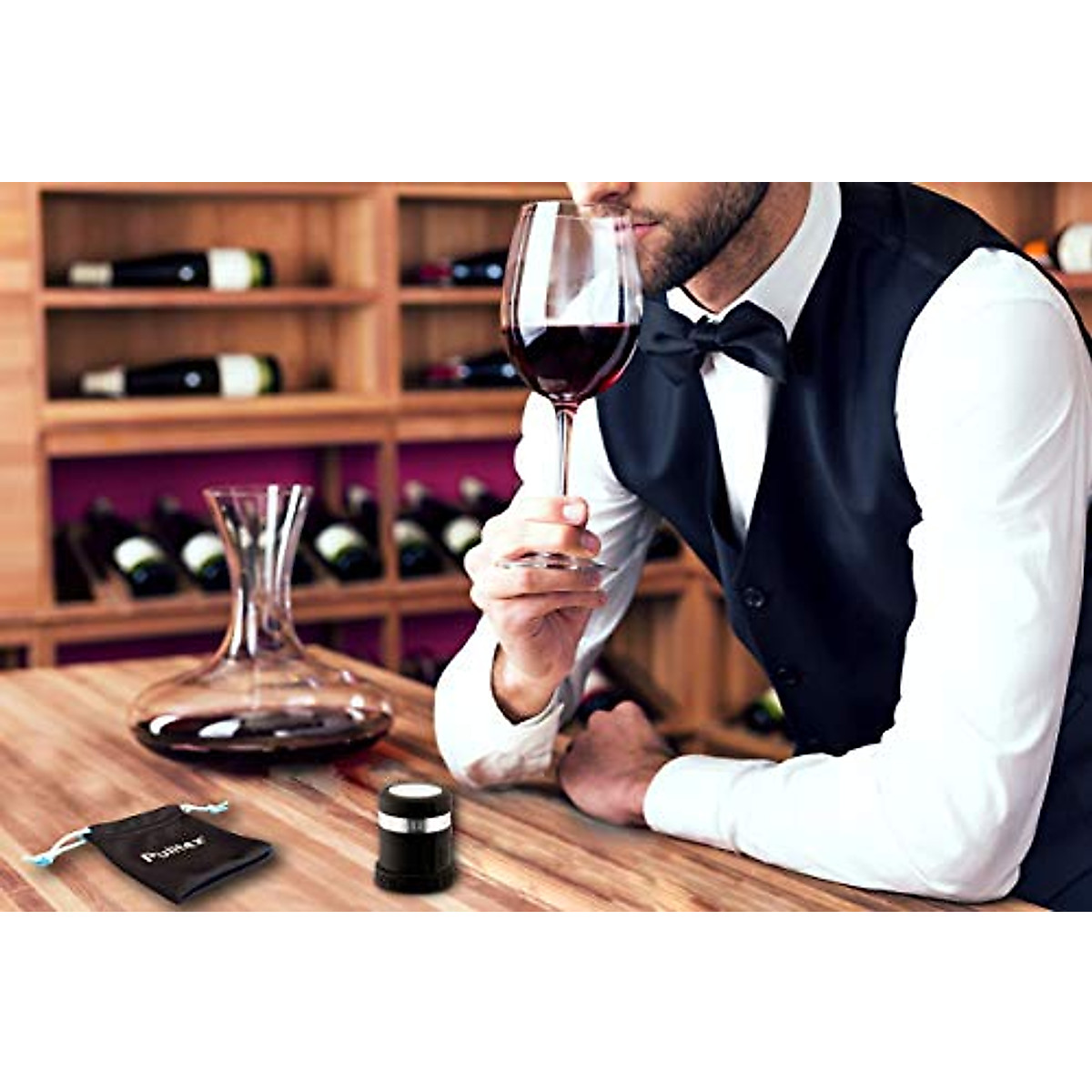 Wine Preserver and Stopper by PullTex│Save Your Open Wine and Keep it Tasting Fresh For Up To 10 Days with Our Patented System of Preventing Wine Oxidation│1000 Uses Guaranteed