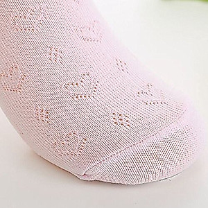 Baby Girl Lace Socks, Eyelet Frilly Lace Socks Cotton Ankle Socks for Toddler, Pack of 4 Pair