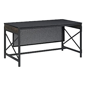Sauder Foundry Road Engineered Wood/Metal 60x30 Table Desk in Carbon Oak