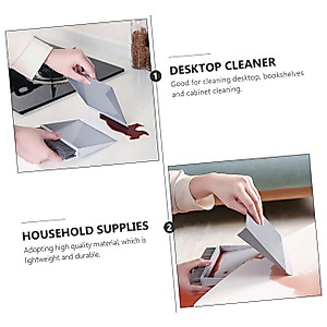 Gogogmee 1 Set Desktop Cleaning Kit Mini Desktop Cleaner Car Air Vent Cleaner Standing Desk Topper Mini Broom Keyboard Broom Desktop Dustpan Computer Broom Desktop Broom Brush Grey