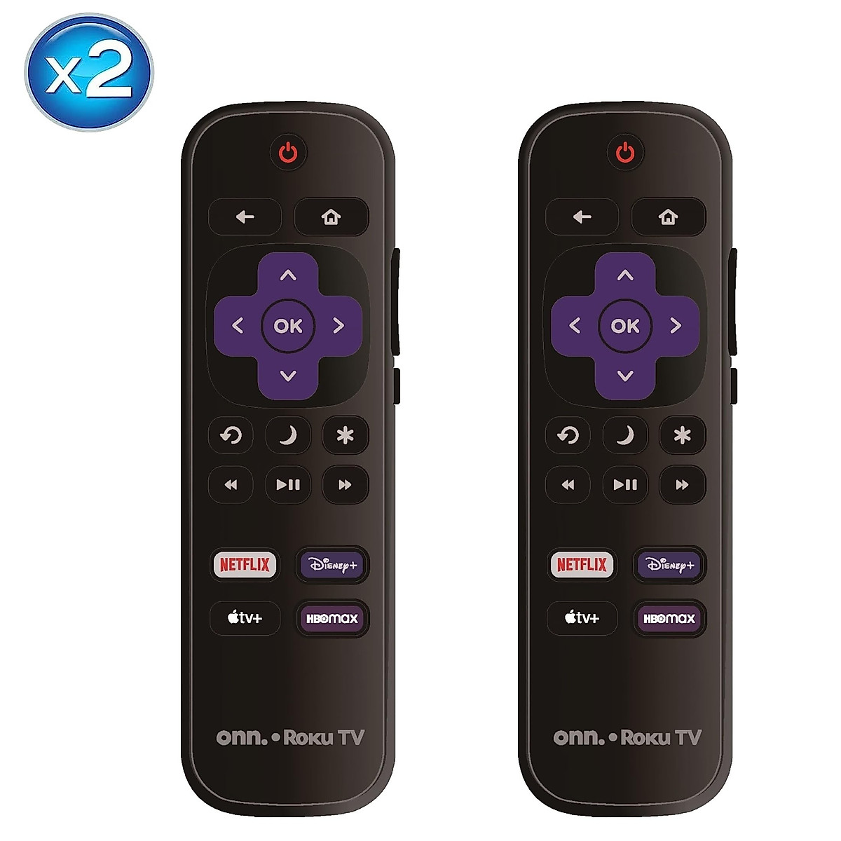 ULTRA PARTS 2 Pack - OEM Replacement Remote Control for All ONN. Roku TV Smart 4K Ultra HDTV (Netflix/Disney Plus/Apple TV+/HBO Max)