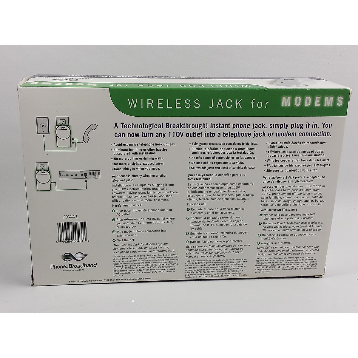 Phonex PX-441 Wireless Jack System for Modems