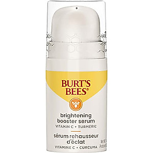 Burt's Bees Vitamin C Turmeric Face Serum, Brightens Skin & Visibly Reduces Dark Spots, Fine Lines & Wrinkles, Naturally Hydrating, Lightweight - Brightening Booster Serum (1 oz)