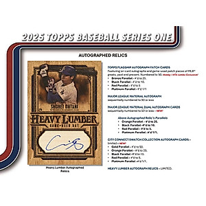 2025 Topps Series 1 Baseball Trading Card MLB Hobby 20 Pack Box (1 Autograph or Relic)