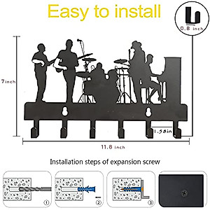 Homie Bay Key Hooks 12 Inch Metal Personalized Modern Home Entryway Small Wall Mounted Mail and Key Holder Hanger Ring Key Rack Organizer for Music Room Wall Decorative, Black.