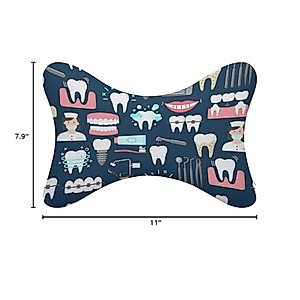 JZDACH Car Neck Pillow Memory Foam Head Rest Support Cushion Compatible with Teeth Dental Seamless Pattern for Travel Car Seat, Boys Gaming Office Chair,Travel Portable Pillow