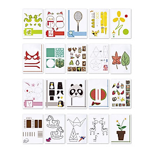 RIEOS 3D Printing Drawing Book, Reusable Colorful 40 Patterns Thick Paper Template with a Clear Plate, 3D Pen Painting Graffiti Template for Kids DIY Gifts