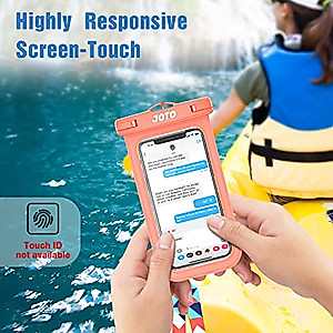 JOTO Waterproof Phone Pouch IPX8 Universal Waterproof Case Dry Bag Phone Protector for iPhone 14 13 12 11 Pro Max Plus XS XR X 8 Galaxy S23 S22 S21 S20 Pixel Up to 7" -2 Pack, Blue/Orange