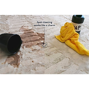 Revival Rugs Maru 8'x8' Washable Area Rug for Living Room Bedroom - 100% Recycled Oeko-TEX Certified, Medium Pile, Beige