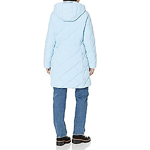Tommy Hilfiger Women Quilted Hooded Solid, Cerulean, Medium