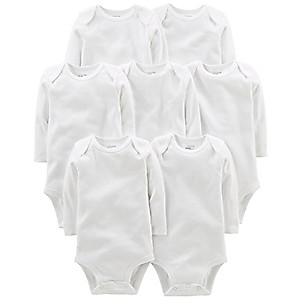 Simple Joys by Carter's Baby 7-Pack Long Sleeve Bodysuit, White, 0-3 Months