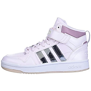 adidas Women's Postmove Mid Basketball Shoe, Almost Pink/Silver Metallic/Magic Mauve, 7