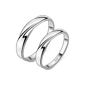 MIKAMU Couple Rings 925 Sterling Silver Adjustable Open fashion Rings Engagement Pair Rings Rings for Men Rings for Women Wedding Promise Engagement Anniversary Ring (B)