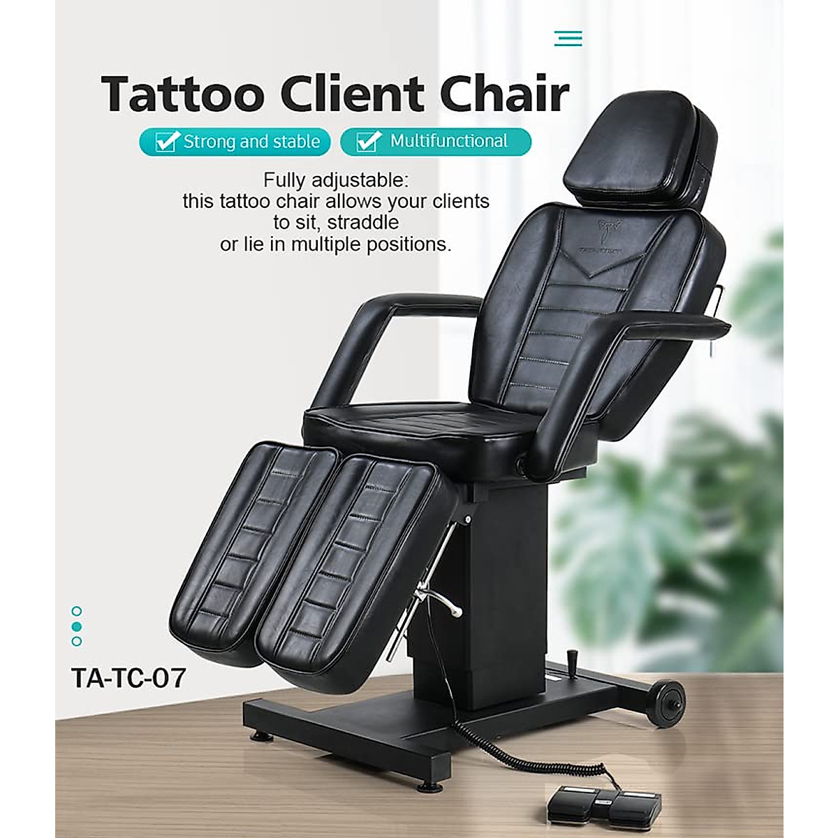 TATARTIST Electric Tattoo Chair Portable Client Tattoo Table Spa Bed Massage Table Facial Chair Dental Chair Tattoo Studio Salon Equipment (Black)