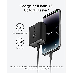 Anker 45W Wall Charger with 5,000mAh 20W Portable Charger, 521 Power Bank (PowerCore Fusion), Dual-Port USB-C for iPhone 14/13 Series, iPad Pro, AirPods, Apple Watch (Phantom Black)