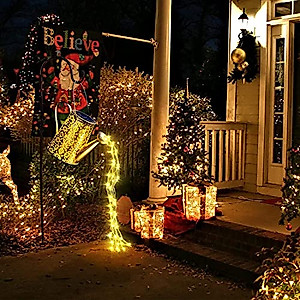 ASDFG Solar Watering Can Lights Waterproof Garden Decorations - Outdoor Large Fairy Lartern Hanging Retro Metal Kettle Light Star Art Decorative Lamp for Walkway Table Patio Lawn with Bracket