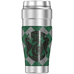 Harry Potter Slytherin Plaid Sigil, THERMOS STAINLESS KING Stainless Steel Travel Tumbler, Vacuum insulated & Double Wall, 16oz