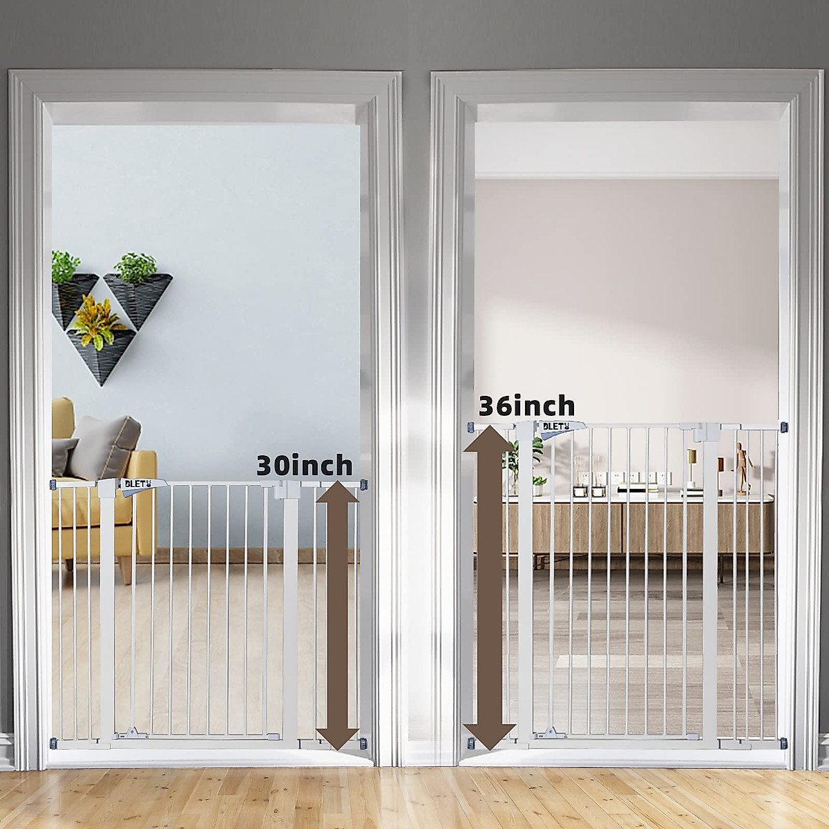 Blety 36" Extra Tall Baby Gate for Stairs 29.7"-46" with Auto Close Door, Safety Dog Gate with 2-Way Door for Stairs and Doorways, Extra Wide Baby Gates for Doorways No Drill Wall Protected Pet Gate