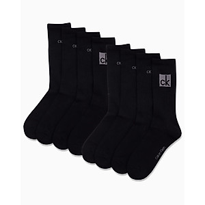 Calvin Klein Men’s Athletic Socks – Lightweight Cotton Blend Crew Socks (8 Pack), Size Shoe Size: 7-12, Black