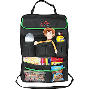 EPAuto Premium Car Backseat Organizer for Baby Travel Accessories, Kids Toy Storage, Back Seat Protector/Kick Mat