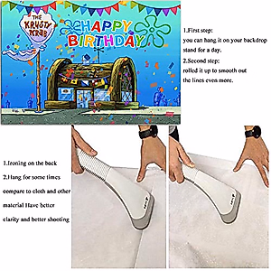 QHY Cartoon Animation Spongebob Theme Photography Backdrop Children Happy 1st Birthday Party decors Banner The Krusty Krab Photo Background Vinyl Baby Shower Booth Studio Props 8x6FT