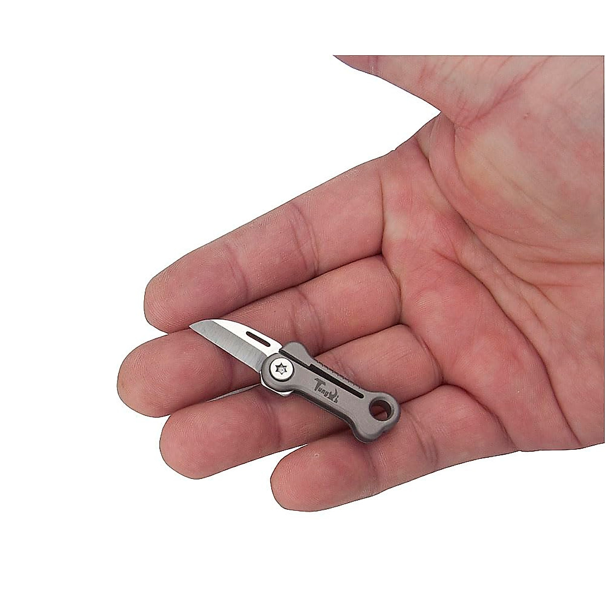 Tungyi Mini Folding Pocket Knife, EDC Tiny Package Knife, 0.8" Stainless Steel Blade with Titanium Handle, Ultra Compact and Lightweight