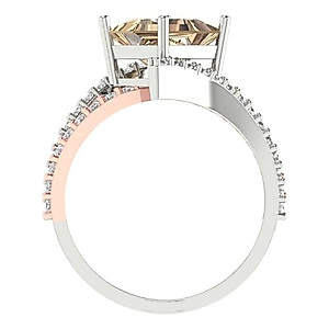 Clara Pucci 2.4 Princess Cut Criss Cross Solitaire Yellow Moissanite Proposal Designer Wedding Anniversary Bridal Ring 14k 2 tone Gold 11