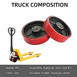 Tory Carrier Pallet Jack/Truck Wheels 7 inchx 2 inch Poly Tread red Fasteners - A Pair