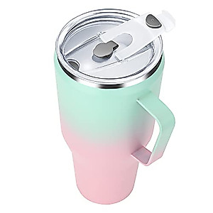 Zenbo 40 oz Tumbler with Handle - Stainless Steel Vacuum Insulated Cup with Lid and Straw, Keeps Drinks Cold up to 34 Hours - Sweat-Proof Body, Dishwasher Safe