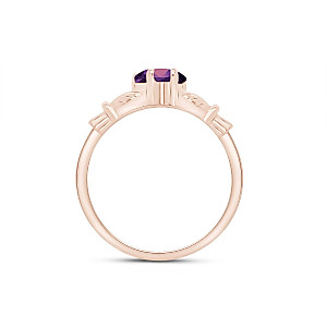 Jewel Zone US Heart Cut Simulated Amethyst & Cubic Zirconia Claddagh Ring In 14k Rose Gold Over Sterling Silver Jewelry Gift For Her Ring Size-12