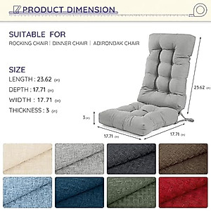 Sutteles Rocking Chair Cushion,Indoor/Outdoor Rocking Chair Cushions with Elastic,Thickened Cushions for Outdoor Rocking Chair, Tufted Rocking Chair Cushions, 41.33 * 17.71 Inch, 1-Pack (Light Gray)