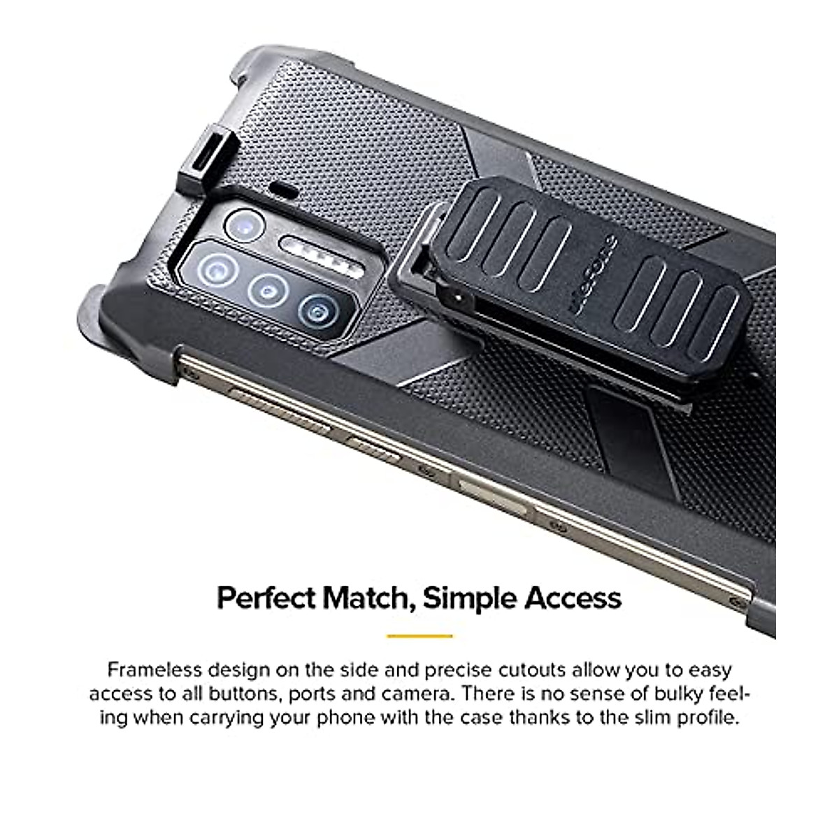 Ulefone Armor 13 Original TPU Black Case, Multifunctional Protective Case Armor 13 with Back Clip Carabine