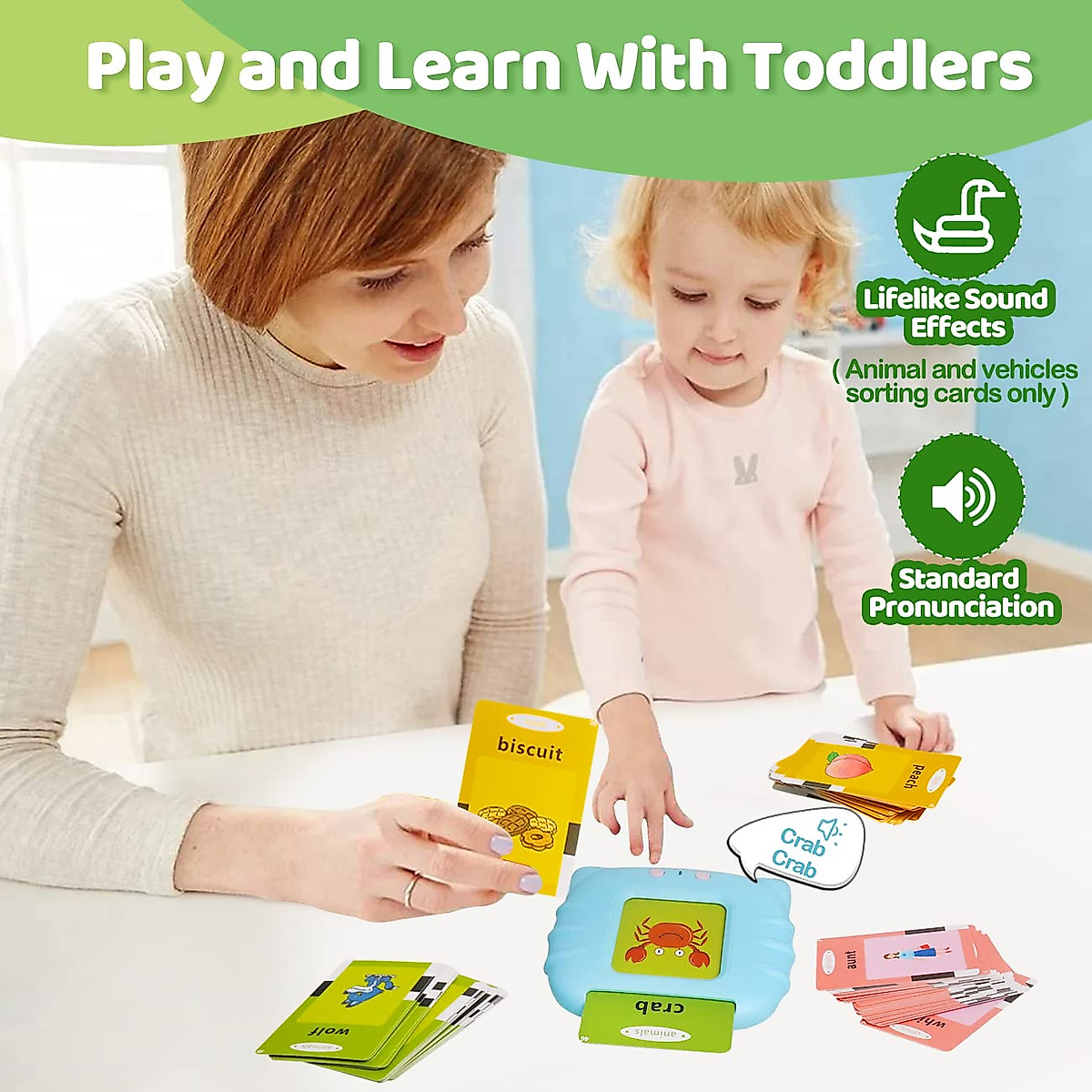 RAEQKS Learning Toys for Toddler Talking Flash Cards Educational Game for Kids 2 3 4 5 6 Years Audible Learning Resource with 224 Sight Words Preschool Montessori Toy Gift for Kindergarten Boys Girls