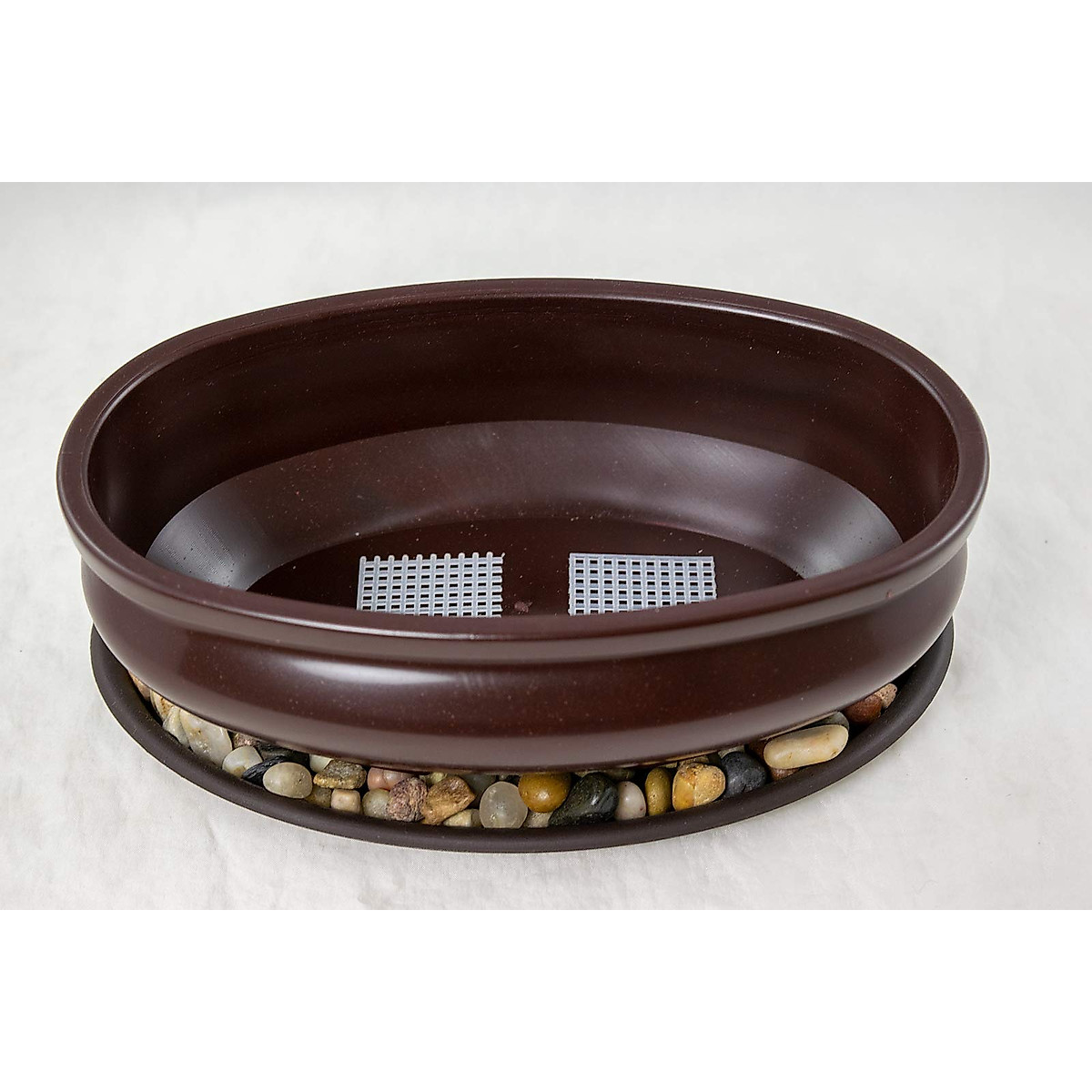 Calibonsai 9 inch Oval Heavy Duty Plastic Bonsai/Succulent Pot + Tray + Rock + Mesh Combo