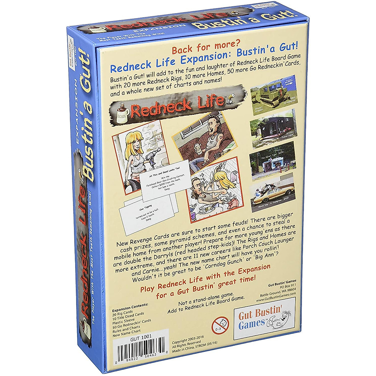 Bustin' A Gut: A Redneck Life Expansion - A Hilarious Expansion to The Board Game, Redneck Life - Board Games for Adults & Teens - 2-6 Players by Gut Bustin' Games