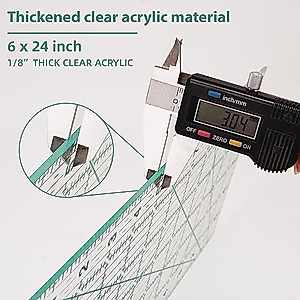 MANUFORE Quilting Ruler 6” x 24” Sewing Acrylic Ruler Anti-Slip Metric Ruler DIY Quilting Tools with Clear Printed Lines for Precise Cutting