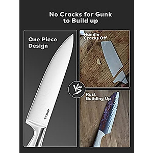 Aiheal Knife Set, 14PCS Stainless Steel Kitchen Knife Set with Clear Knife Holder, No Rust and Super Sharp Cutlery Knife Set in One Piece Design with Knife Sharpener for Kitchen, Serrated Steak Knives