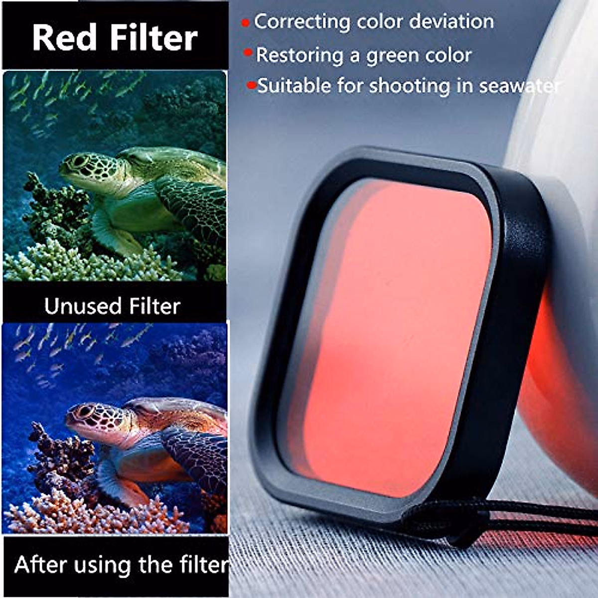 FitStill Waterproof Housing Case for GoPro Hero 8 Black, Protective 60m Underwater Dive Case Shell with 3 Pack Filters