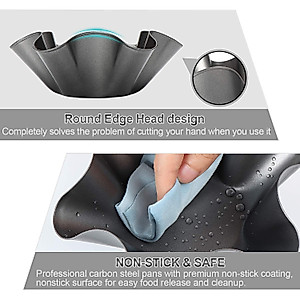 Aybloom Tortilla Pan Set - 6pcs Non-Stick Carbon Steel Taco Salad Bowl Makers Tortilla Shell Pans (Black)