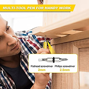 XAMAWA Multitool Fidget Pen - Gifts for Him Boyfriend Husband, Stress Relief Cool Gadgets Tools Gifts for Men Dad, Multi-tool Pen for Office Engineer Woodworkers Construction - Yellow