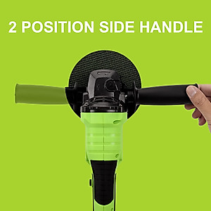 Yougfin Angle Grinder 5 inch, 20V Max Brushless Cordless 7000RPM Grinding Power Tool, 2 Handle Position, Safety Guard, Cutting Wheels, Flap Discs for Metal Cutting & Wood Carving