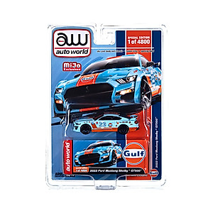 2022 Shelby GT500#23 Light Blue with Orange Stripes Gulf Oil Limited Edition to 4800 Pieces Worldwide 1/64 Diecast Model Car by Auto World CP8052