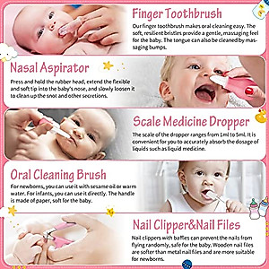 23Pcs Baby Healthcare and Grooming Kit modacraft Baby Safety Set with Baby Hair Brush Nail Clippers Lighting Ear Cleaner Baby Stuff Newborn Essentials for Nursery Newborn Baby Girls Boys Kids Pink