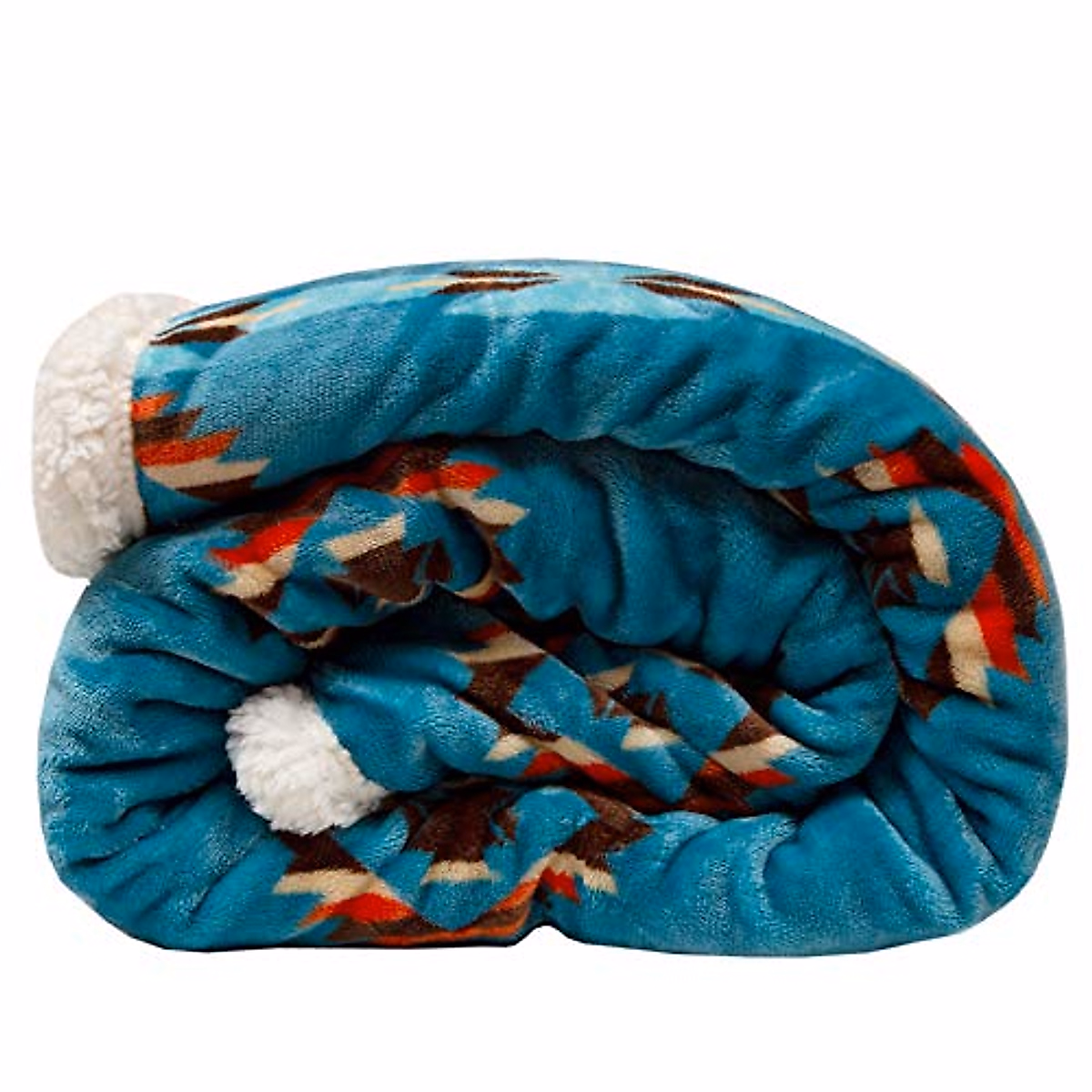 Carstens Soft Sherpa Plush Throw Blanket, Turquoise Southwest, 54" x 68" (JP528)
