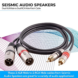 Seismic Audio Speakers 3 Foot XLR Dual Male Patch Cable, 2 XLR To 2 RCA Audio Cords