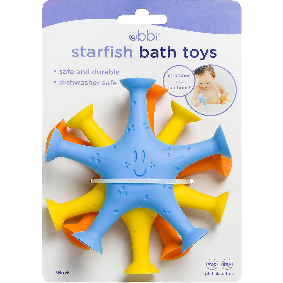 Ubbi Starfish Stretch and Suction Bath Toys, Baby Bath Accessory, Water Toys for Toddler Bath Time, Fun Baby Water Toys, Set of 3