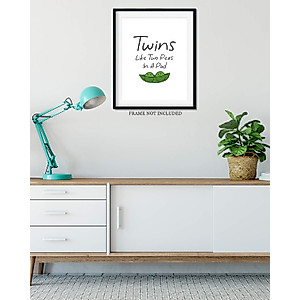 Govivo Twins | Like Two Peas In A Pod - Wall Decor Art Print with a black background - 8x10 unframed typography artwork printed on photograph paper