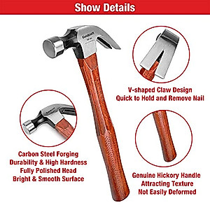 Goldblatt Trim Puller, Removal Multi-Tool & Heavy Duty Retractable Utility Knife & Claw Hammer with Hickory Handle for Baseboard, Molding, Siding and Flooring Removal, Remodeling