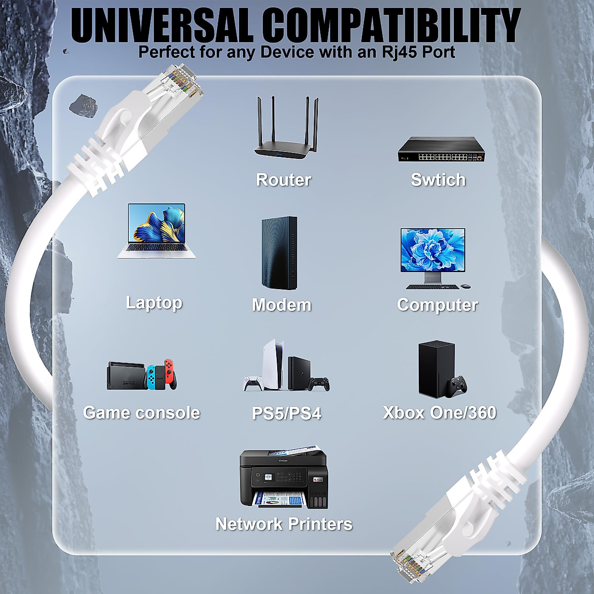 Cat 6 Outdoor Ethernet Cable Bulk 328ft/100M (20 RJ45), Shielded Cat 6 Ethernet Cable Direct Burial, Heavy Duty 23AWG, Waterproof, UV Resistant, Internet Cable, Cat6 300+ft for Router Gaming, CCA