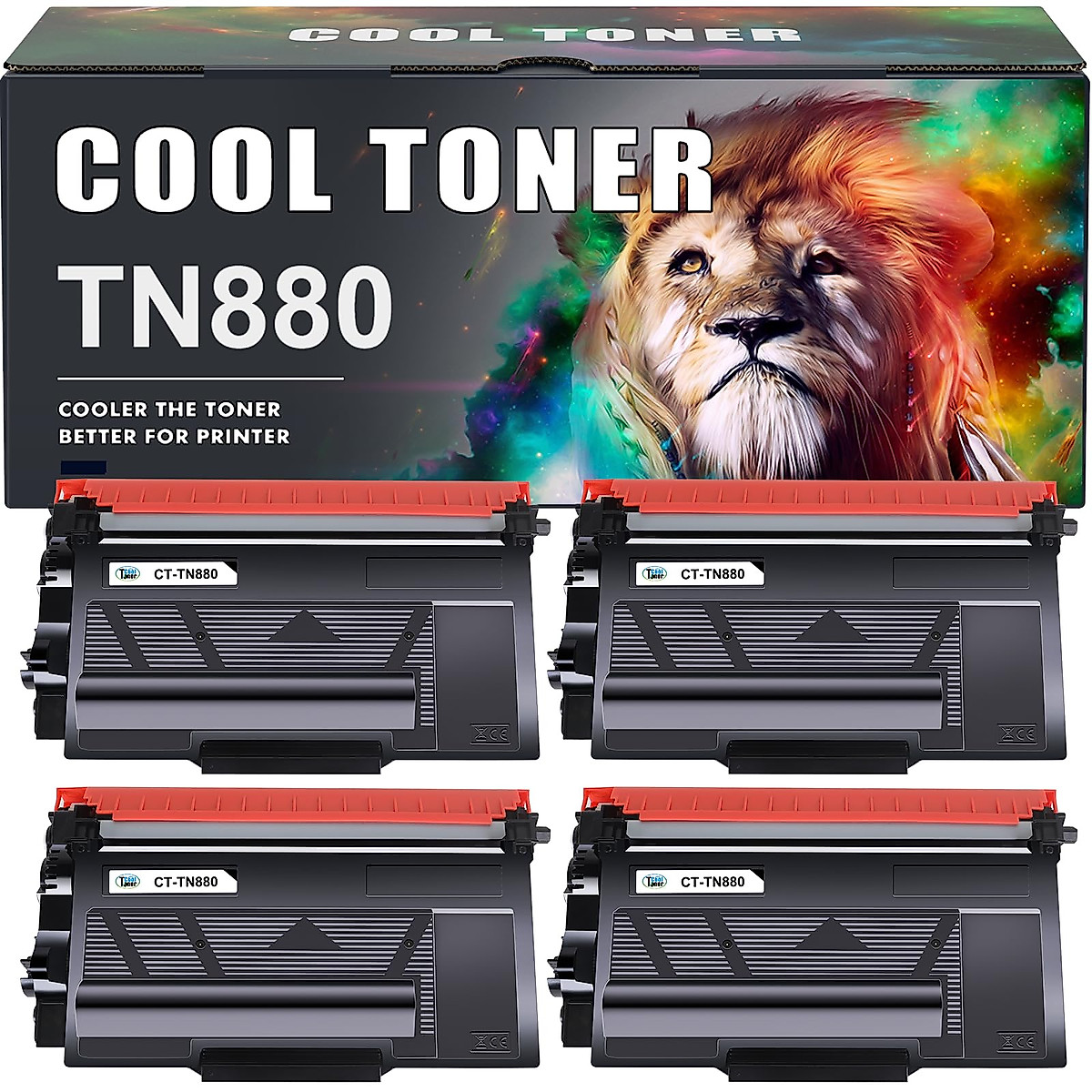 Cool Toner Compatible Toner Cartridge Replacement for Brother TN880 TN-880 TN 880 HL-L6200DW MFC-L6700DW MFC-L6800DW HL-L6200DWT HL-L6300DW MFC-L6900DW Super High Yield Printer Black Ink 4Pack